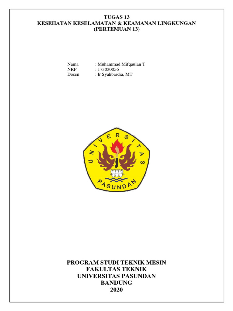 TUGAS 13 K3L - MUHAMMAD MIFQAULAN T 173030056 | PDF