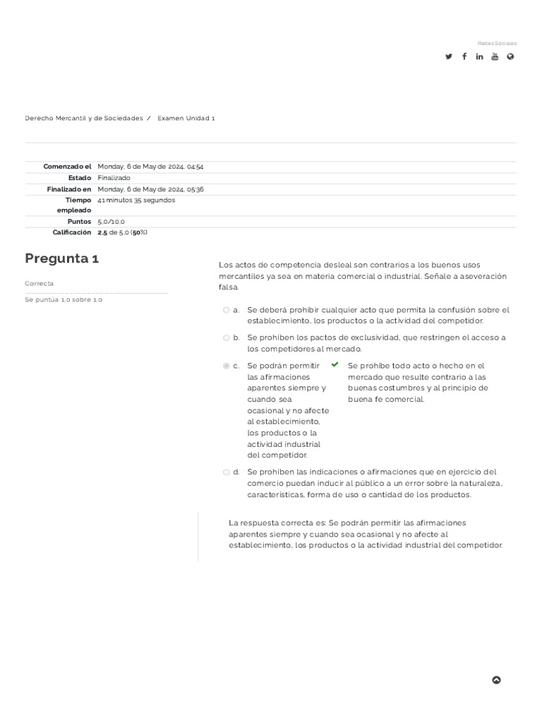 Examen Unidad 1 - Revisión Del Intento | PDF | Comercio | Especulación