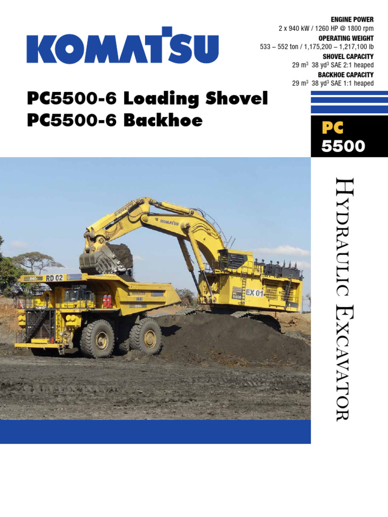 Komatsu PC5500-6 Spec Sheet | Download Free PDF | Engines | Diesel Engine