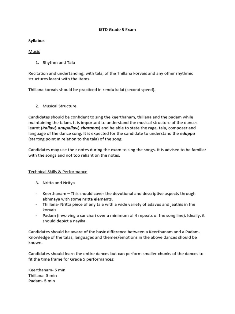 ISTD Grade 5 Exam | PDF