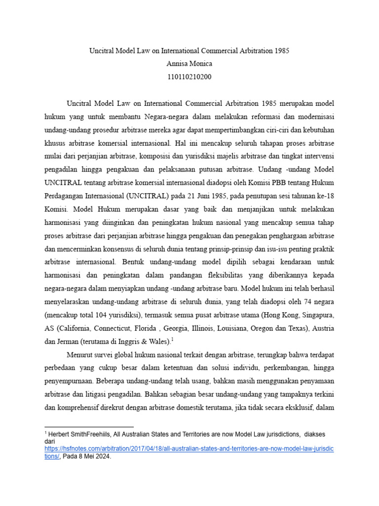 Hukum Model UNCITRAL 1985 | PDF