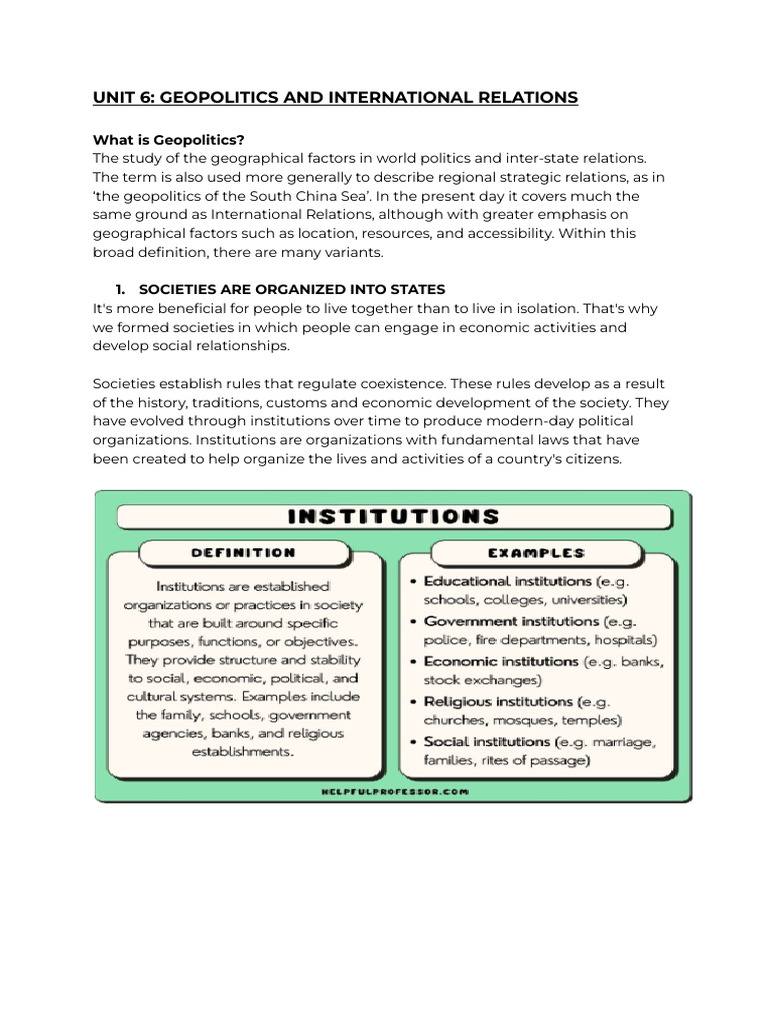 Unit 6 - Geopolitics and International Relations | PDF | European Union ...