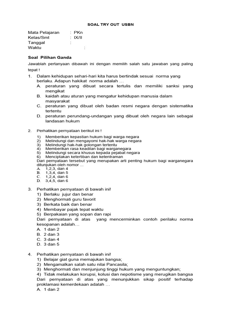 Soal To 1 PKN | PDF | Politik | Ilmu Sosial