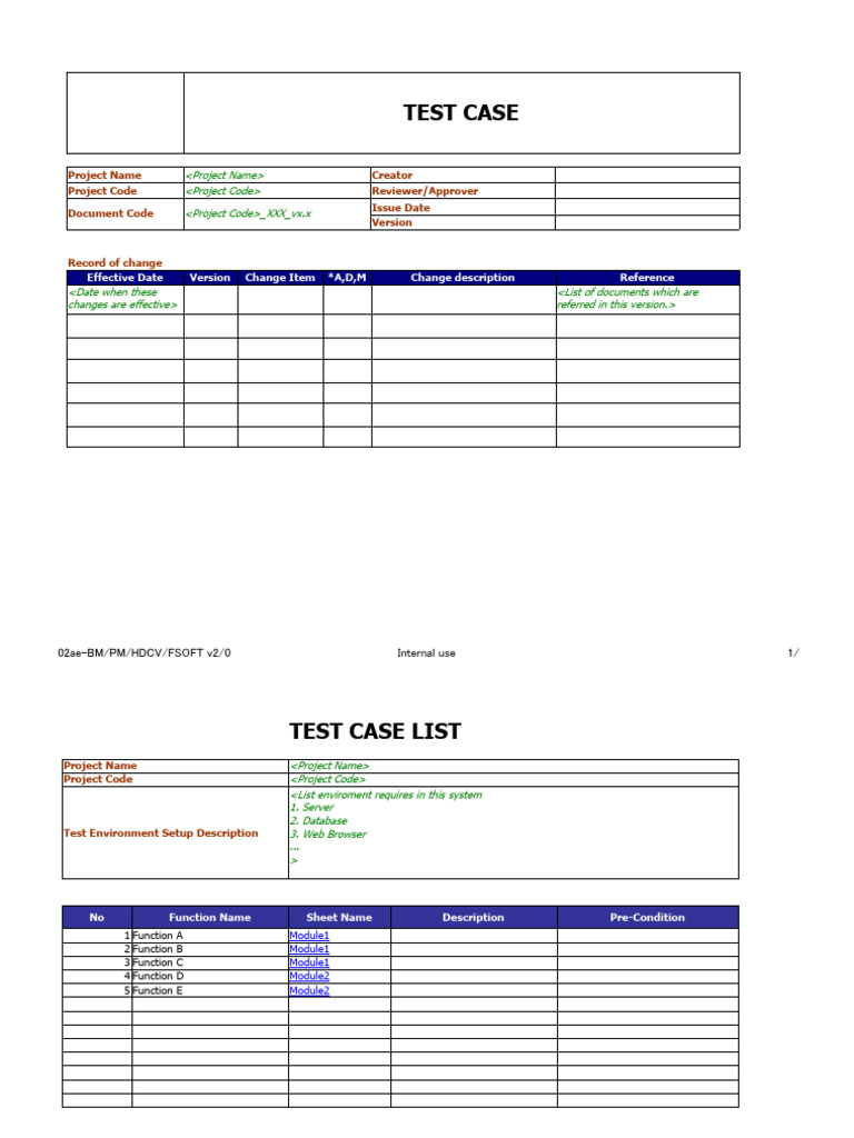 Template Test Case | PDF | Software Engineering | Computing