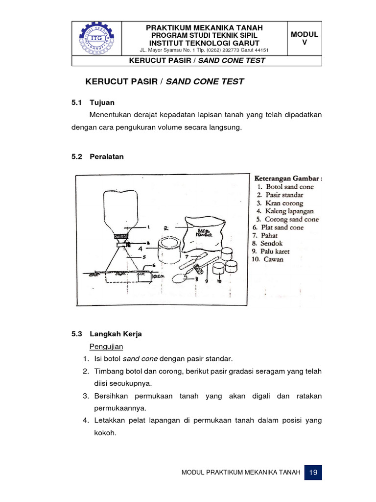 Uji Kepadatan Tanah: Sand Cone Test | PDF