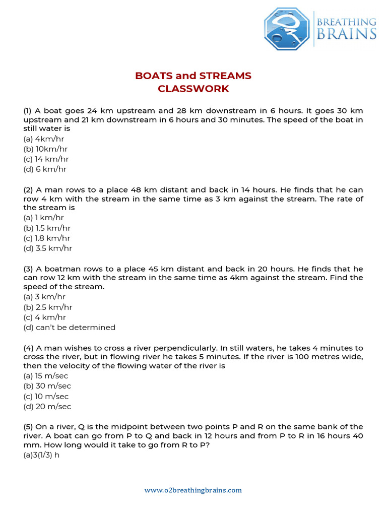 B - BOATS - STREAMS CW - Student-1 | PDF | Speed | River
