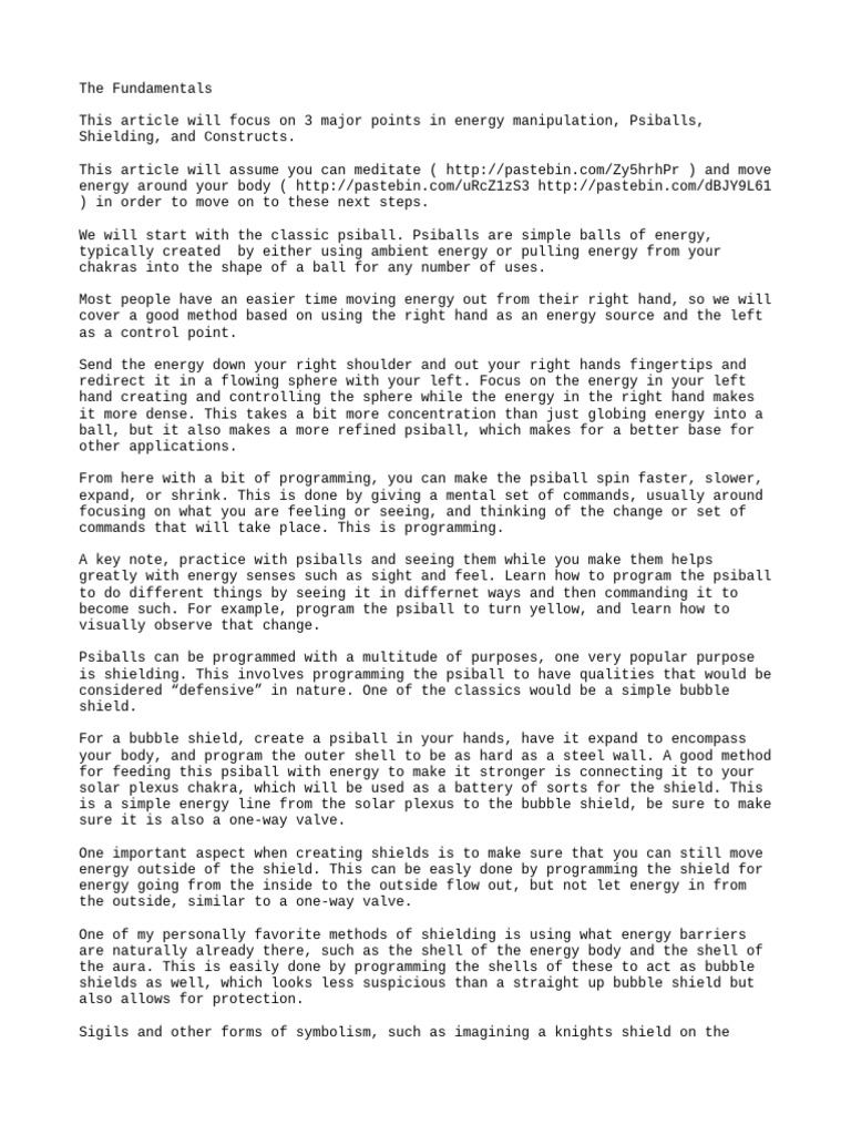Energy Constructs and Shielding Basics | PDF | Shield