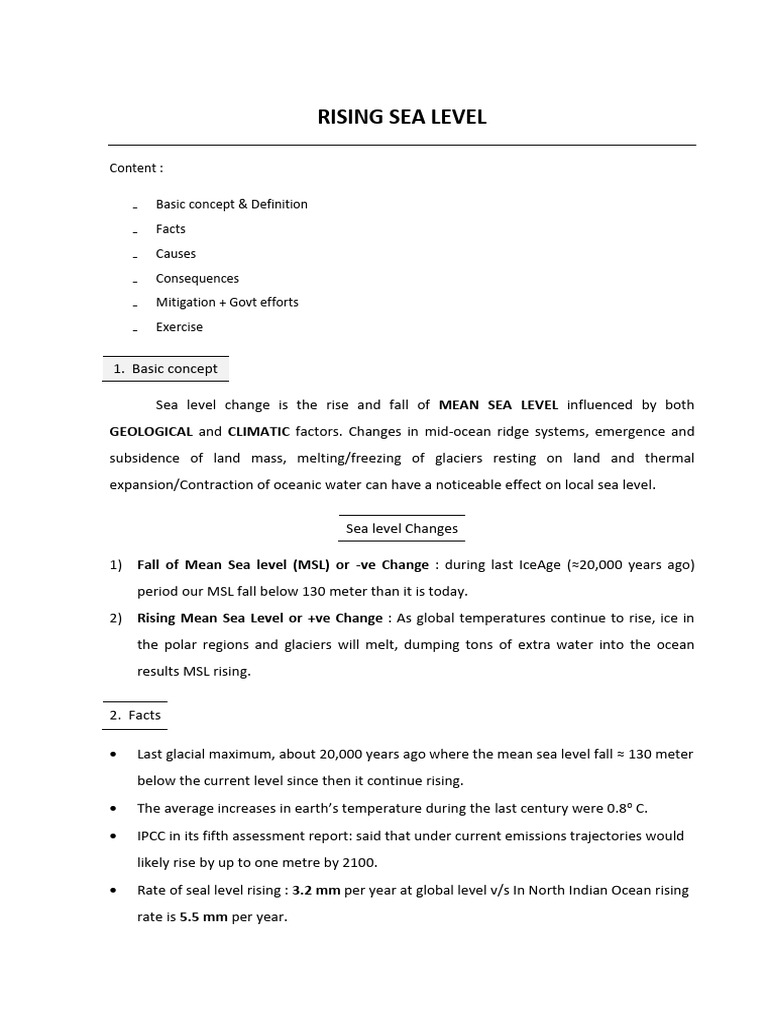 Sea Level Change (v1) | PDF | Sea Level | Oceans