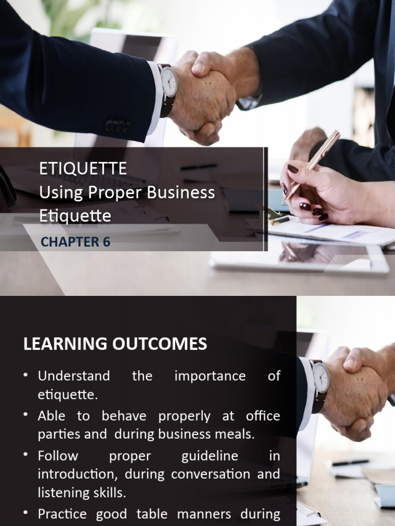 Chapter 6 PD Obm100 Etiquette (Mac 2023) | PDF | Etiquette | Conversation