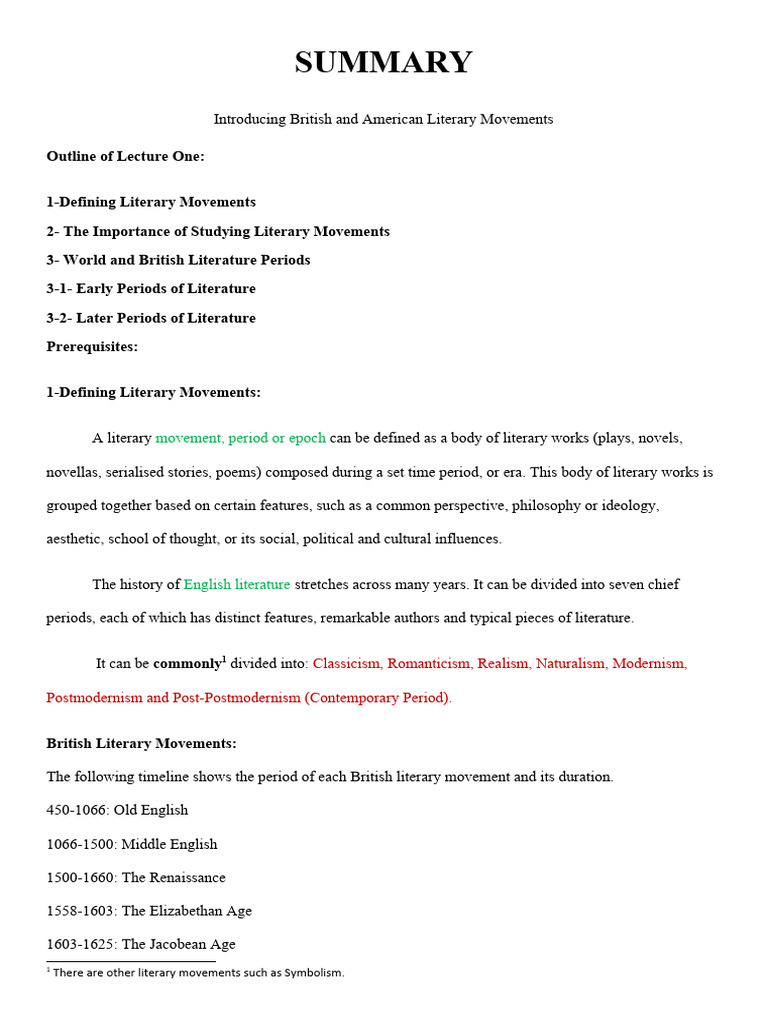 British & American Literary Movements | PDF | English Literature | Classics