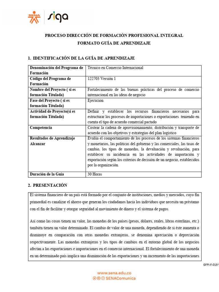 GFPI-F-019 Formato Guia de Aprendizaje 02 | PDF | Tipo de cambio | Moneda