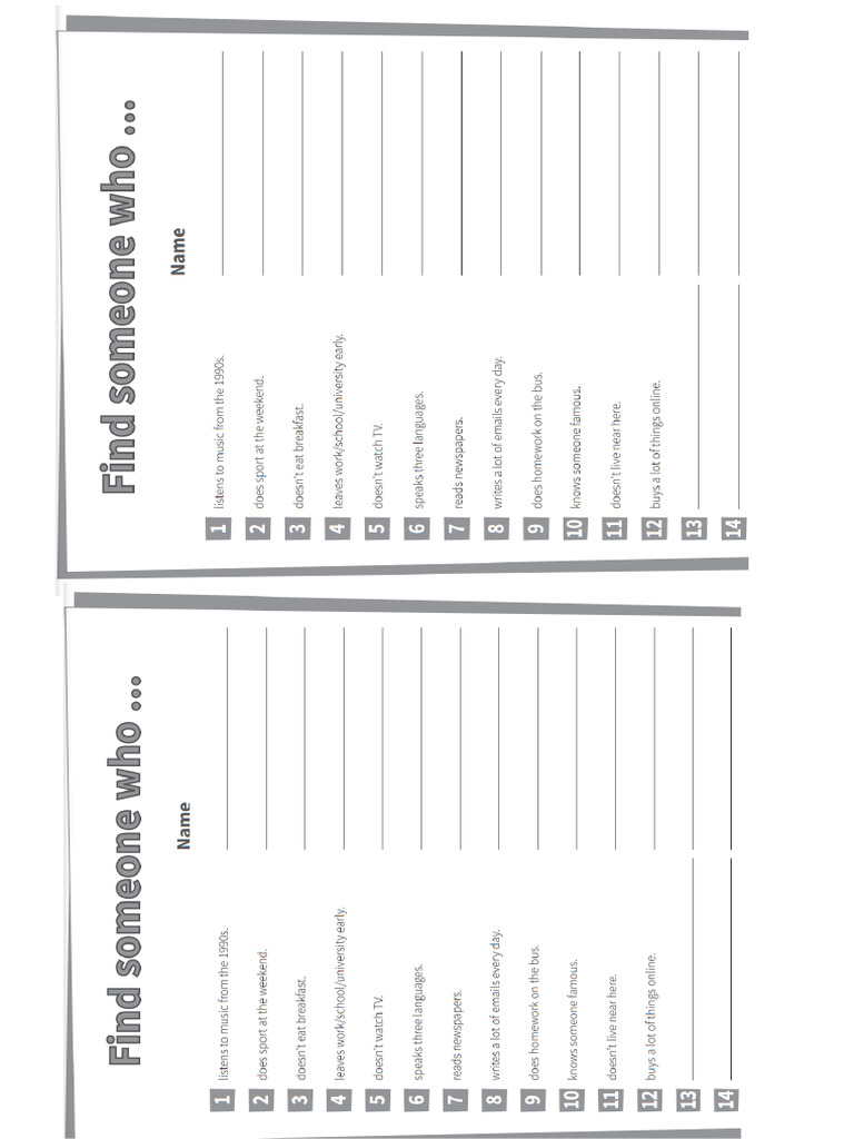 Find Someone Who | PDF