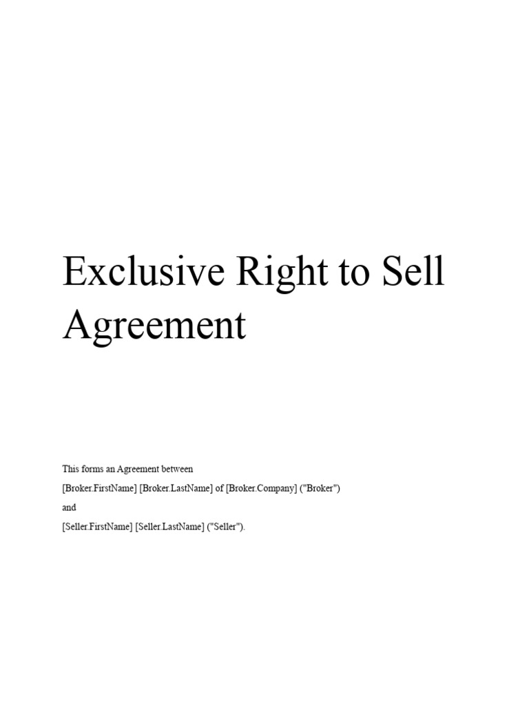 Exclusive Right To Sell Agreement | PDF | Sales | Business Law