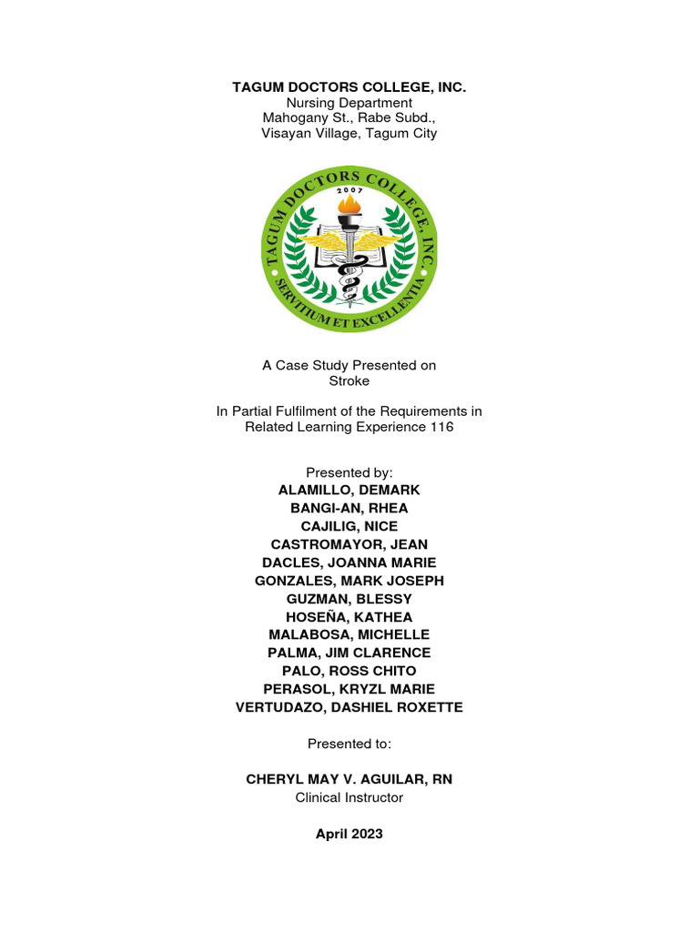 CHN Stroke Final-Manuscript | PDF | Cost Of Living | Stroke