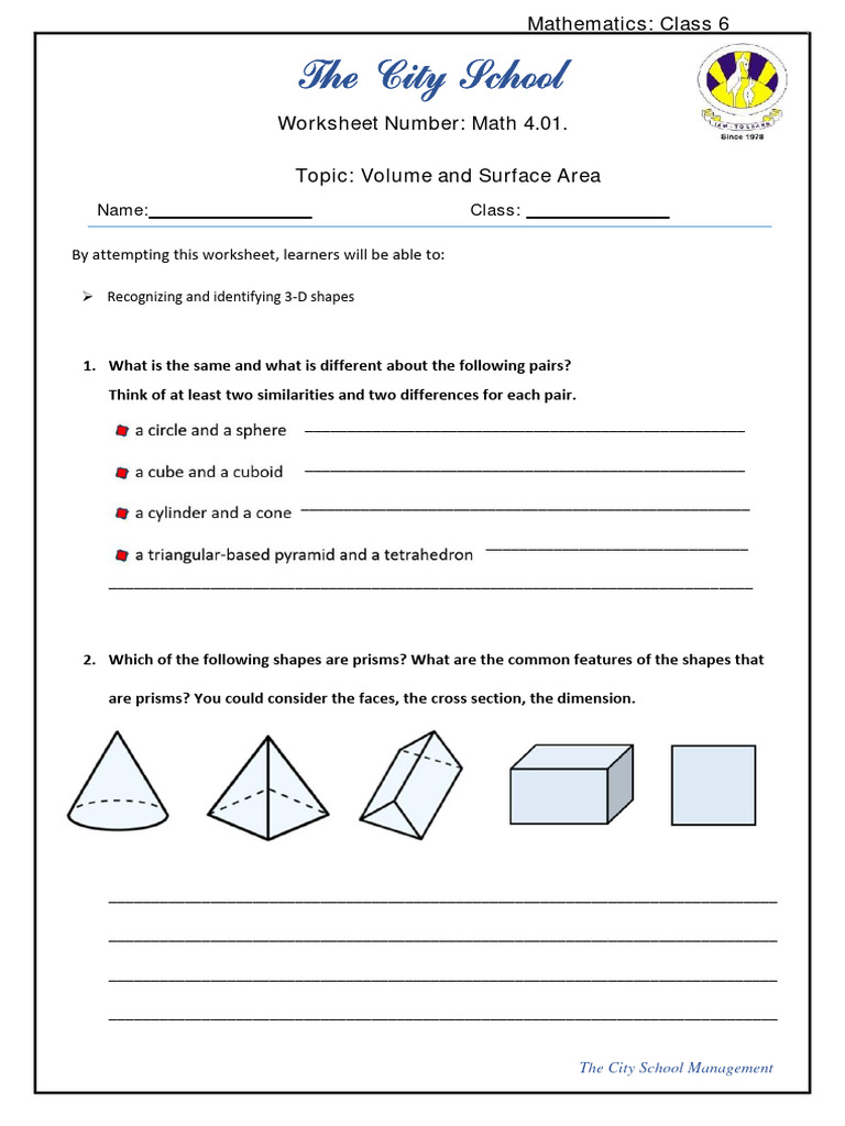 Class 6 Worksheet 4 01 Pdf