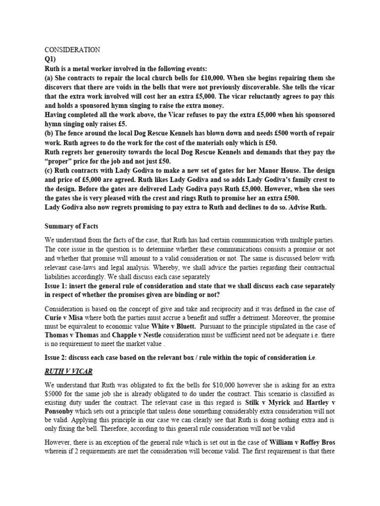 Consideration All Answers | PDF | Consideration | Estoppel