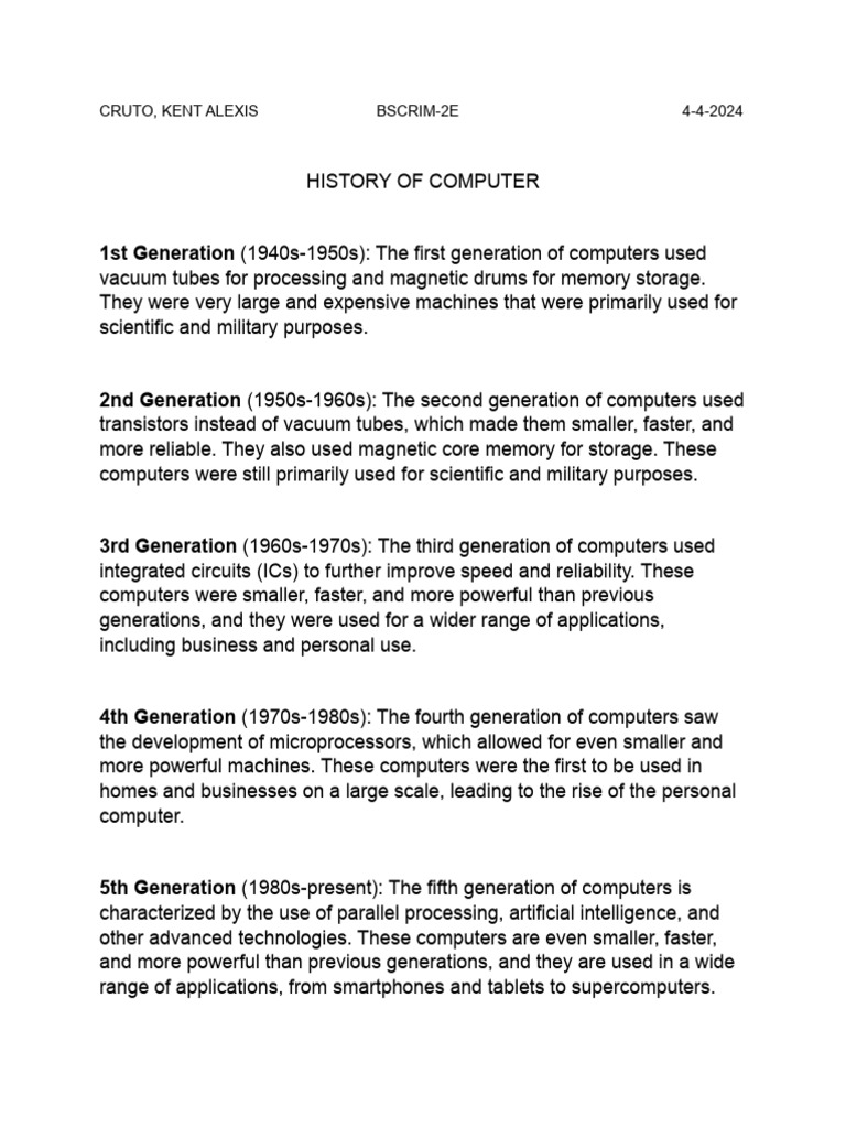 Evolution of Computer Generations | PDF