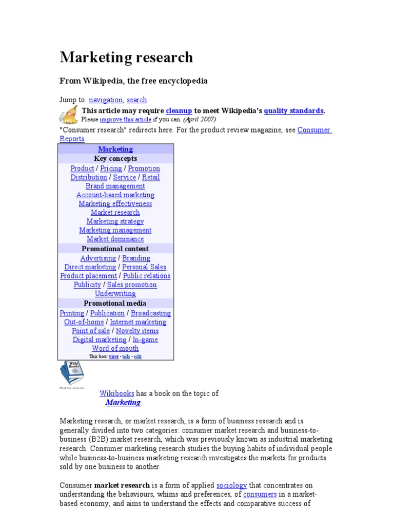 Marketing Research: From Wikipedia, The Free Encyclopedia | PDF ...