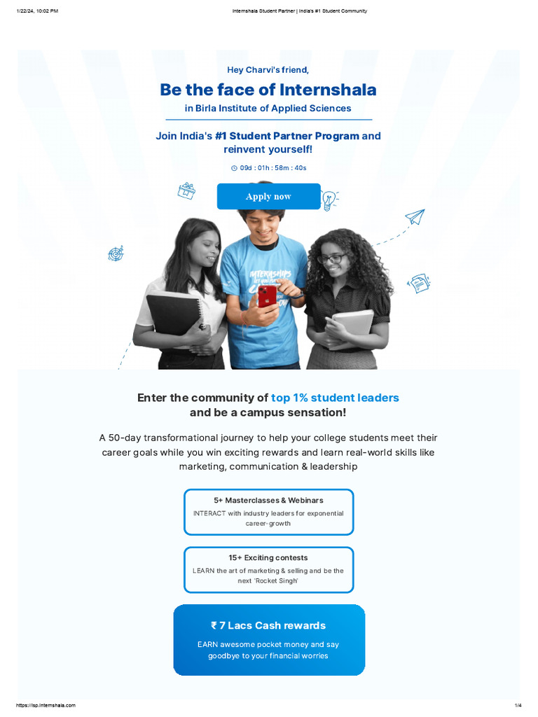 Internshala Student Partner - India's #1 Student Community | PDF | Cyberspace | Human Communication