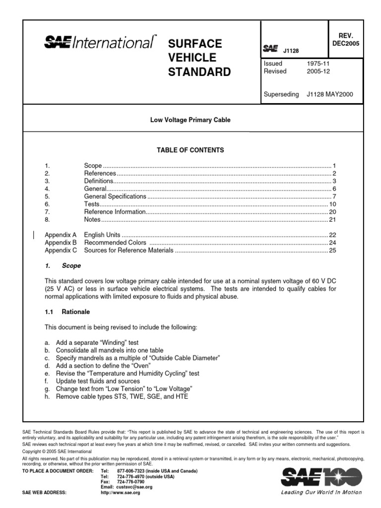 SAE J1128 (2009 Handbook) | PDF | Electrical Conductor | Insulator (Electricity)