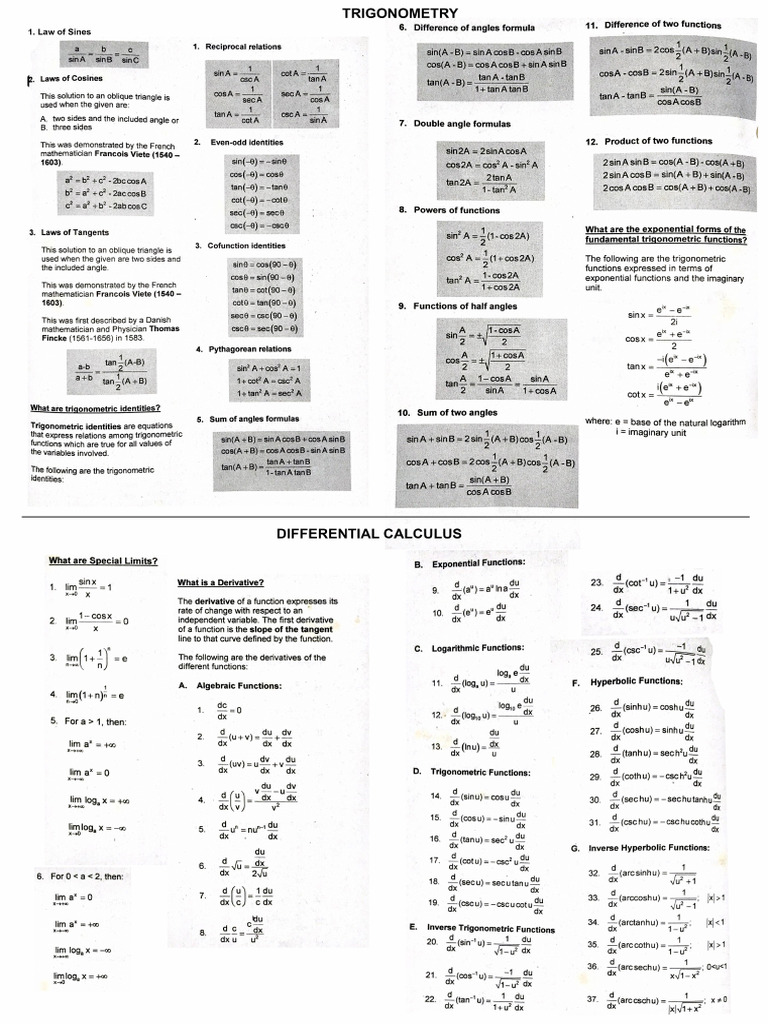 Integral Calculus Handouts 1 | PDF