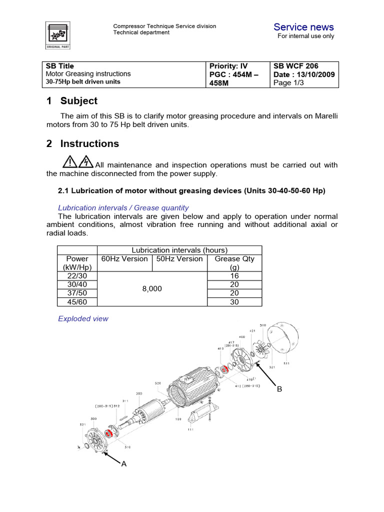 Motor Greasing Guide for Marelli Units | PDF | Belt (Mechanical) | Bearing (Mechanical)