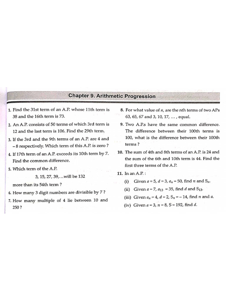 Arithmetic Progression Pdf