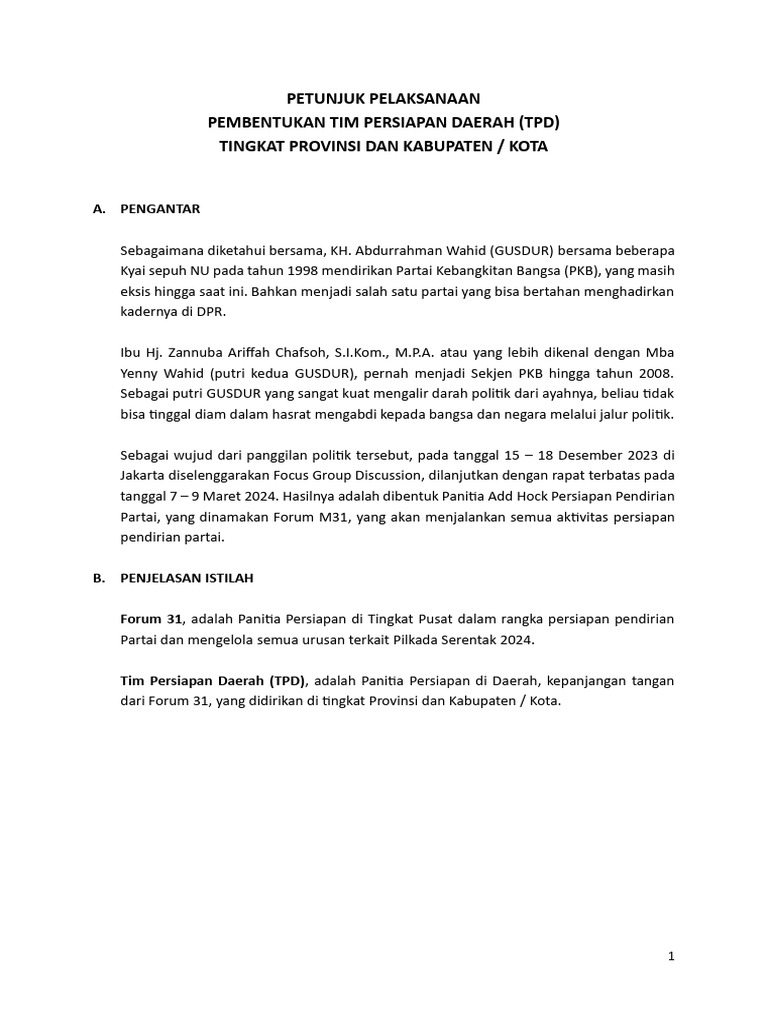 Petunjuk Pelaksanaan Pembentukan TPD | PDF | Bisnis | Pengelolaan Keuangan & Uang