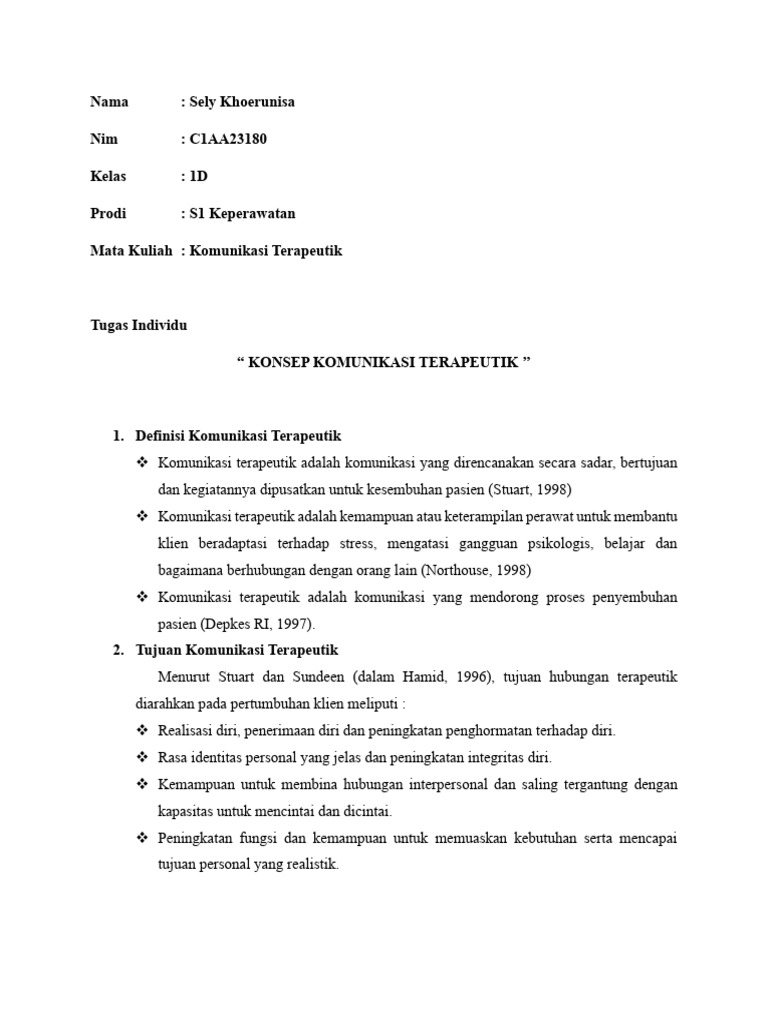 Sely Khoerunisa - Komunikasi Terapeutik | PDF | Pengembangan Diri | Sains & Matematika