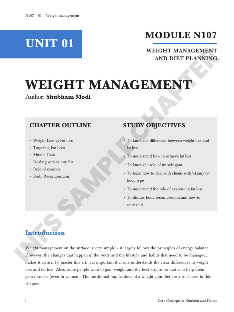 Diploma_Sample_Chapter | PDF | Weight Loss | Weight Management