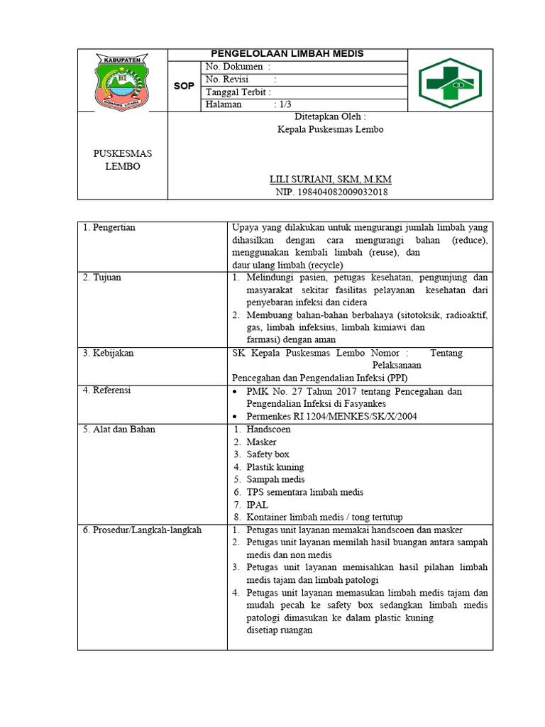 SOP Pengelolaan limbah | PDF