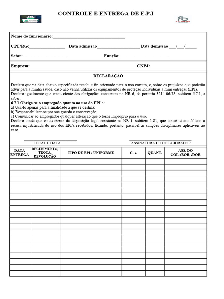 Ficha-de-EPI Ok 03 05 2024 | PDF