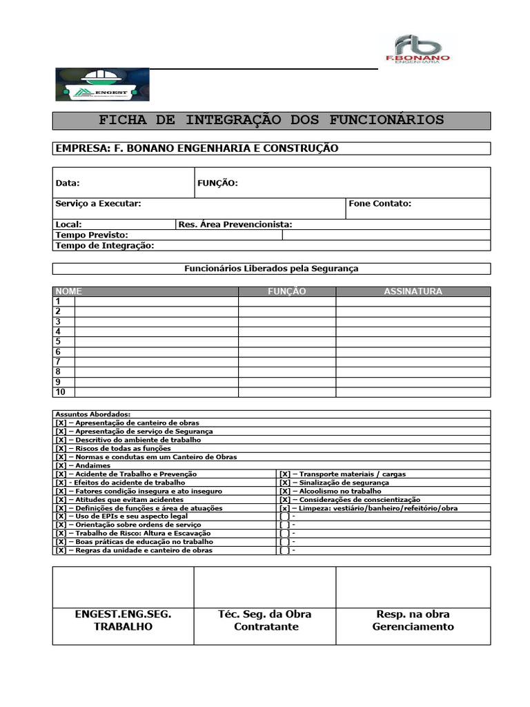Ficha-de-Integracao Ok 23 04 24 | PDF | Negócios | Computadores