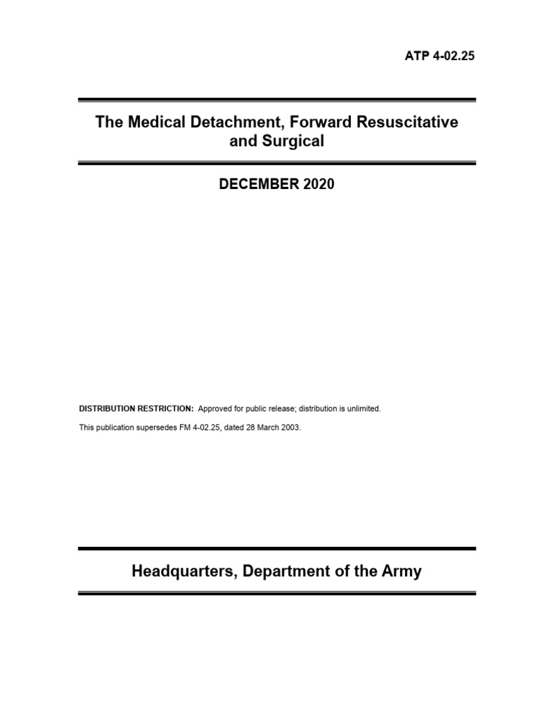 Army Technique Pamplet - 4-02.25 FRSD | PDF | Surgery | Intravenous Therapy