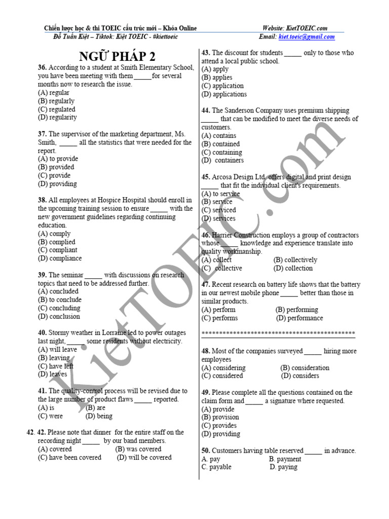 BT NG Pháp 2 | PDF | Business