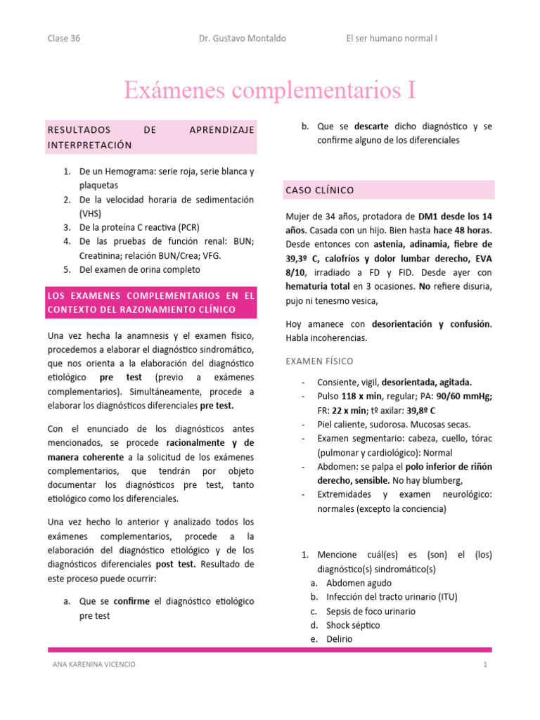 Exámenes Complementarios | PDF | Riñón | Sistema urinario