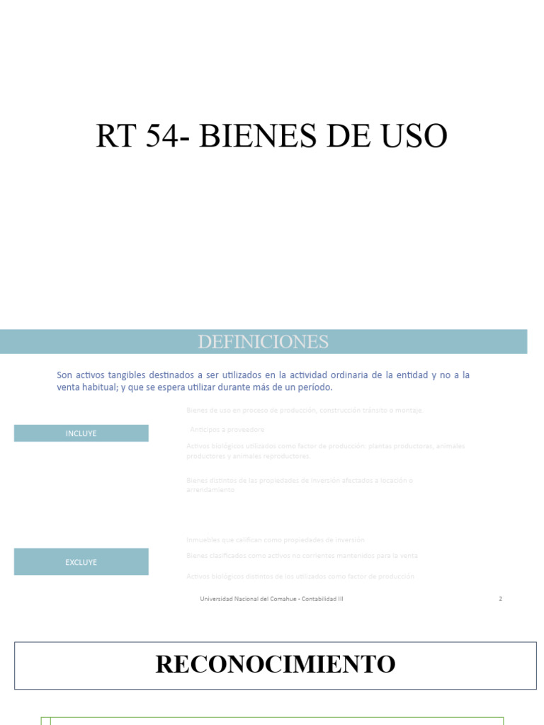 RT 54- BIENES DE USO | PDF | Contabilidad | Economias