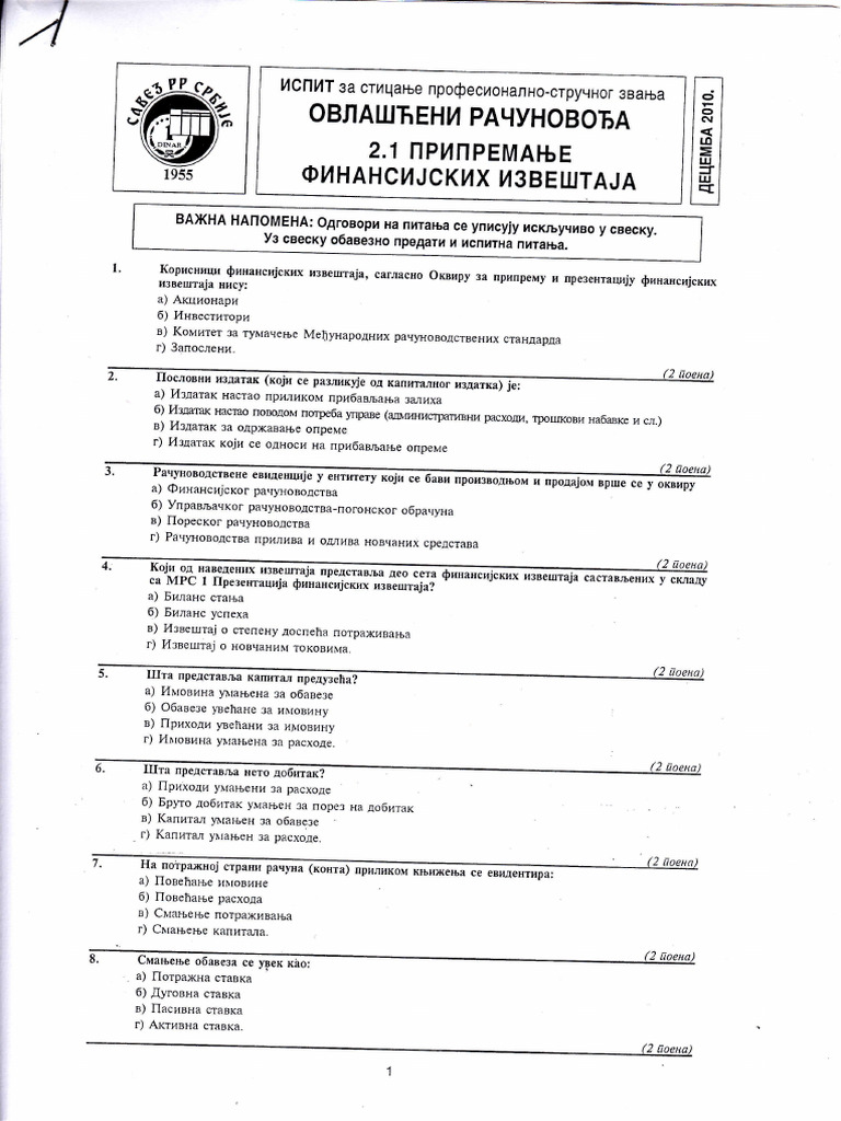 2.1 Ispit Decembar 2010 | PDF