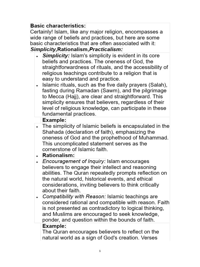 Basic Characteristics of Islam Lecture 2 | PDF | Faith | Abrahamic Religions