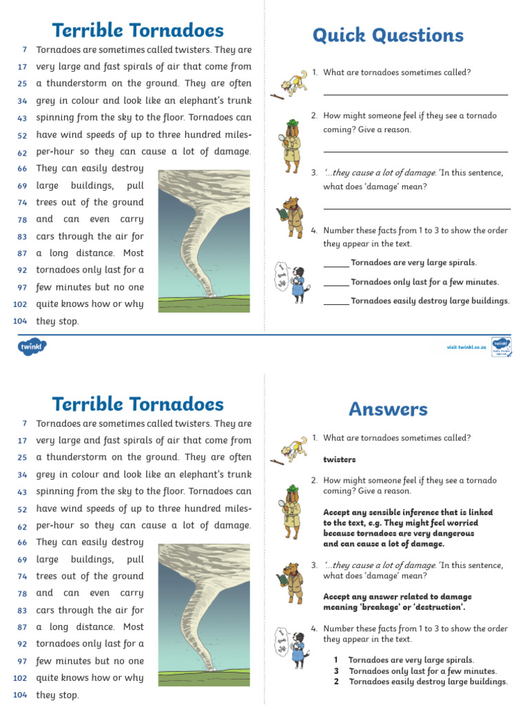 Terrible Tornadoes Activity Card | PDF | Tornadoes | Natural Events
