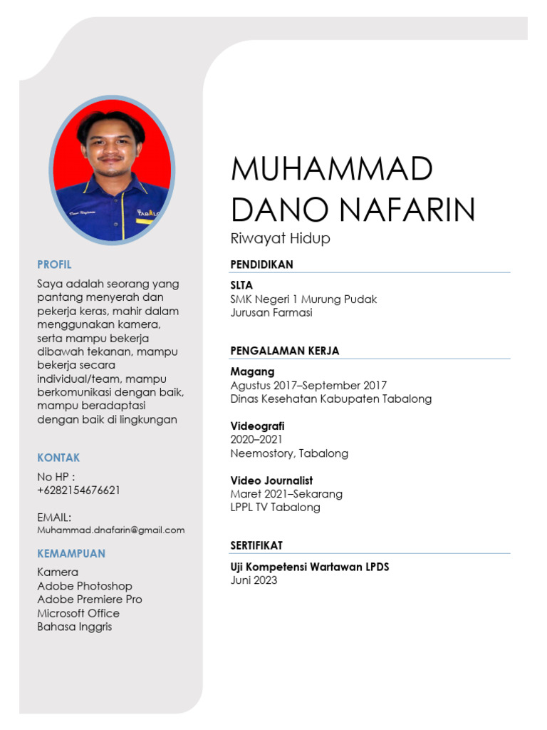 CV Muhammad Dano Nafarin | PDF