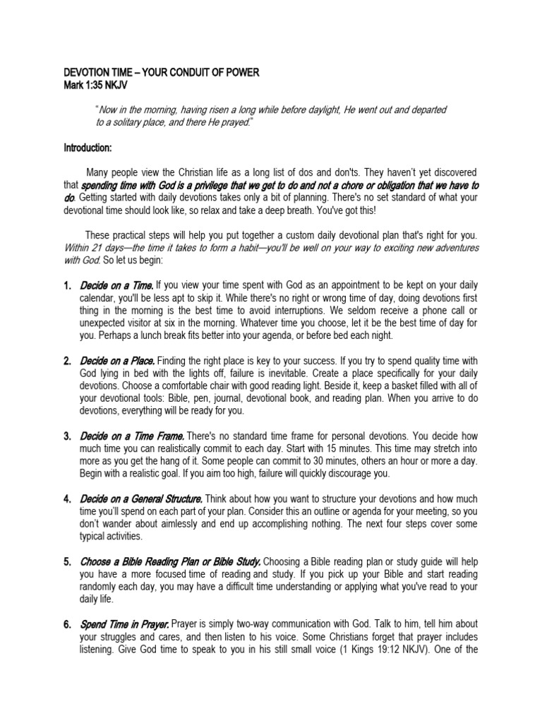 Devotion Time | PDF | Prayer | God