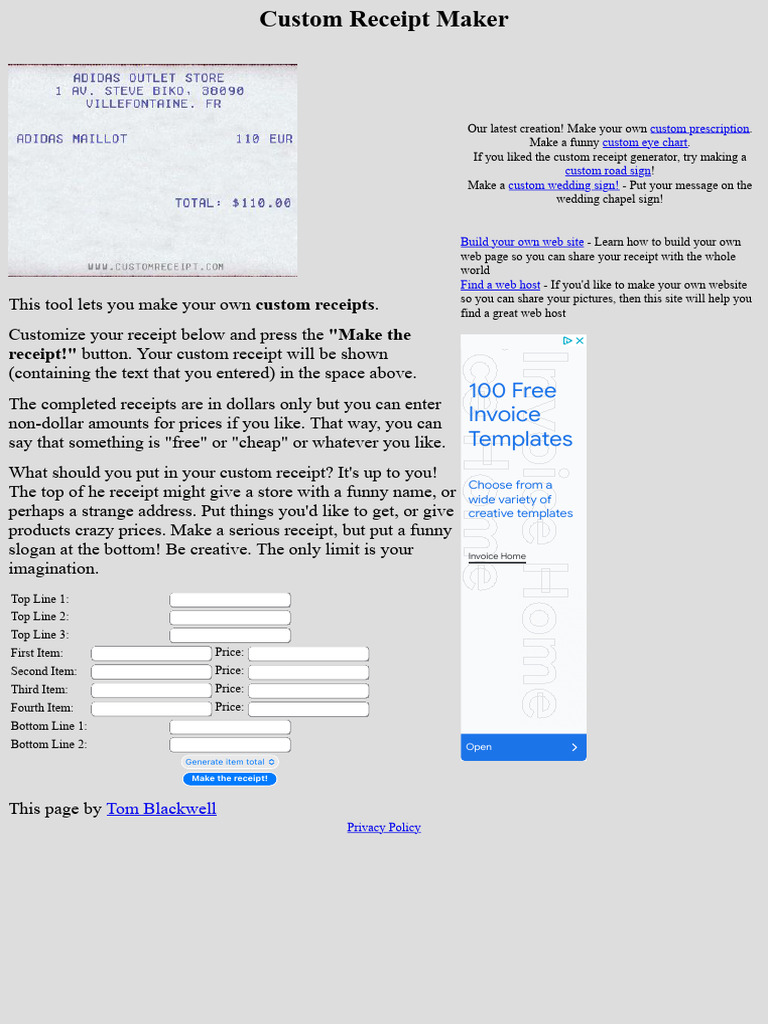 Custom Receipt Maker | PDF | Receipt