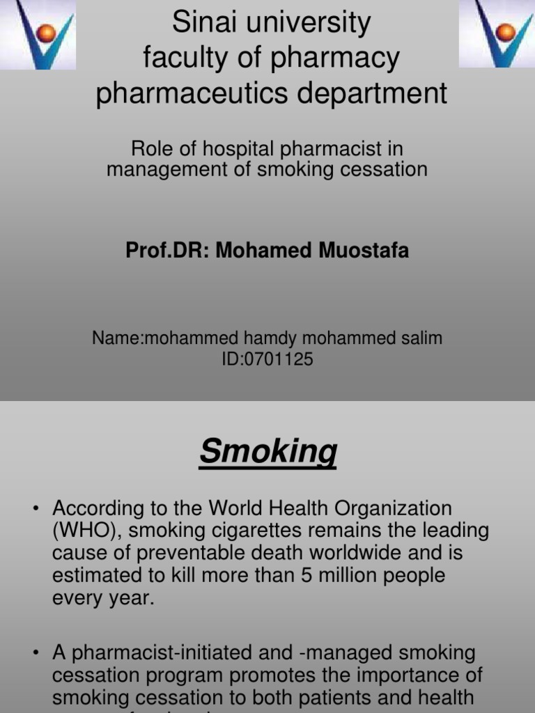 The Role of Hospital Pharmacists in Managing Smoking Cessation | PDF ...