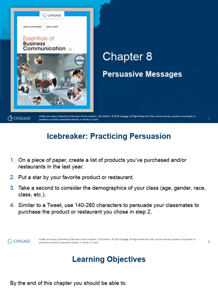 Guffey and Loewy EBC 12e PPT Ch8 Final | PDF | Persuasion | Direct Marketing