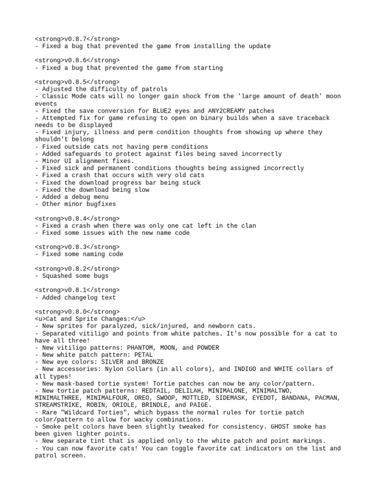 Changelog Clangen | PDF | Software Development | Software Engineering