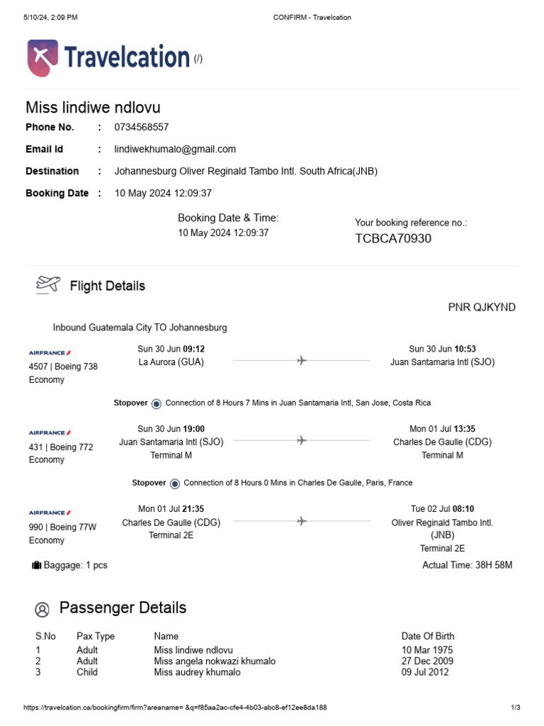 CONFIRM - Travelcation | PDF | Passport | Travel Visa