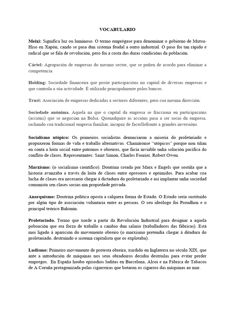 Vocabulario Segundo Exame | PDF