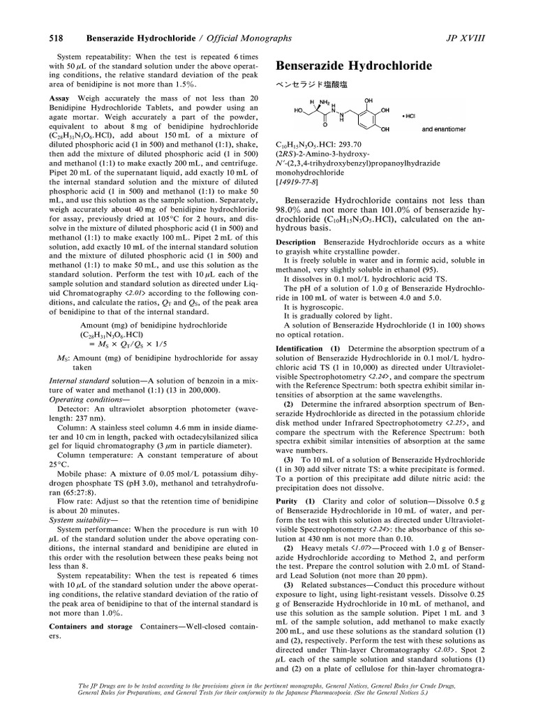 Benserazide Hydrochloride 538 | PDF | Absorption Spectroscopy ...