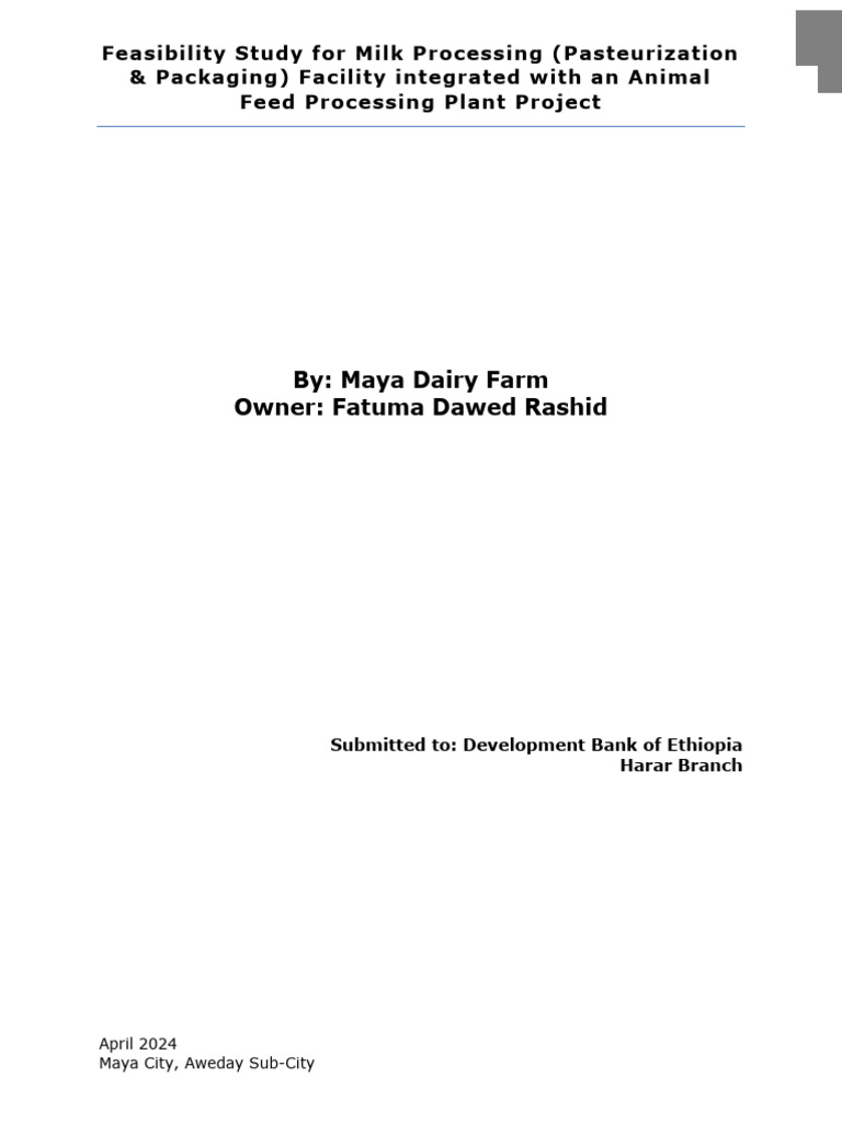 Final - Maya Farm Feasibility Study - Revised Final | PDF | Milk | Expense